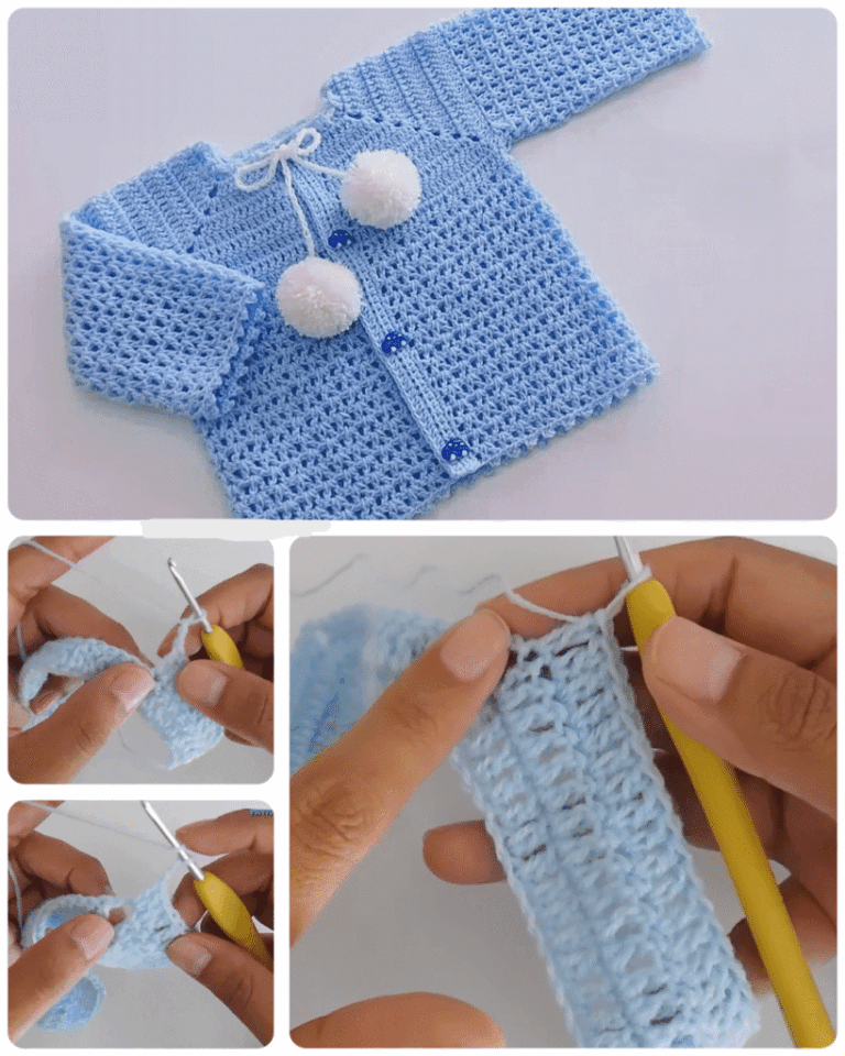 crochet easy baby sweater cardigan jacket: Video tutorial - Crocheteveryday