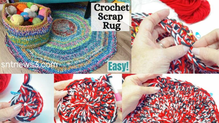 How to Crochet Round Scrap Rug step by step - Crochet and Knitting